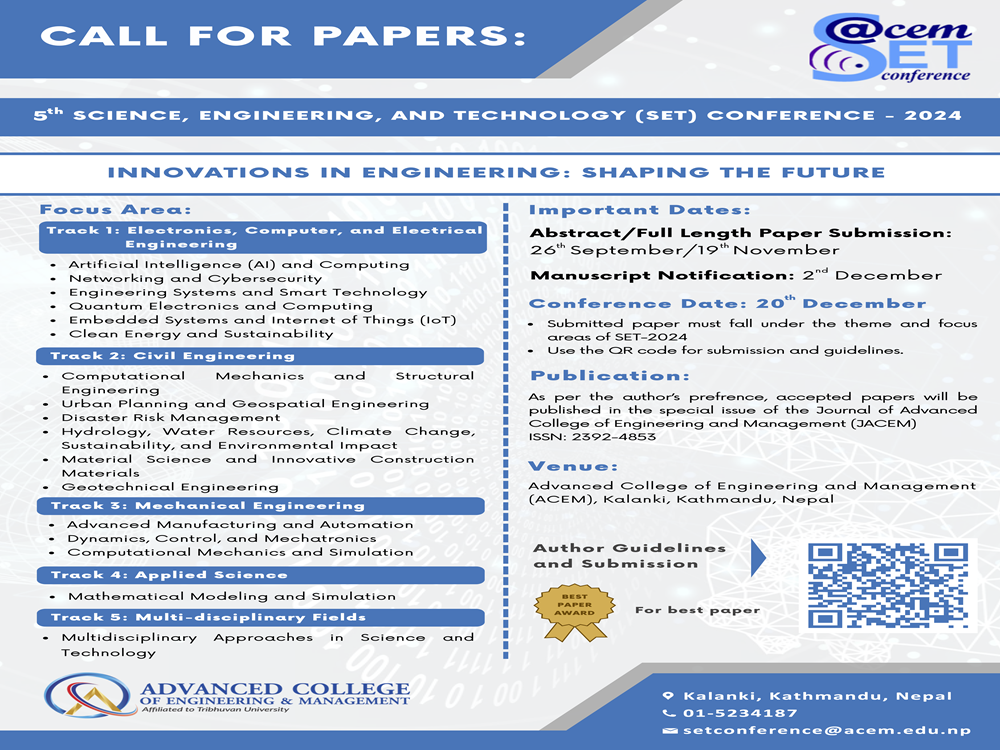 CALL FOR PAPERS: 5th SET CONFERENCE 2024 | Advanced College of ...